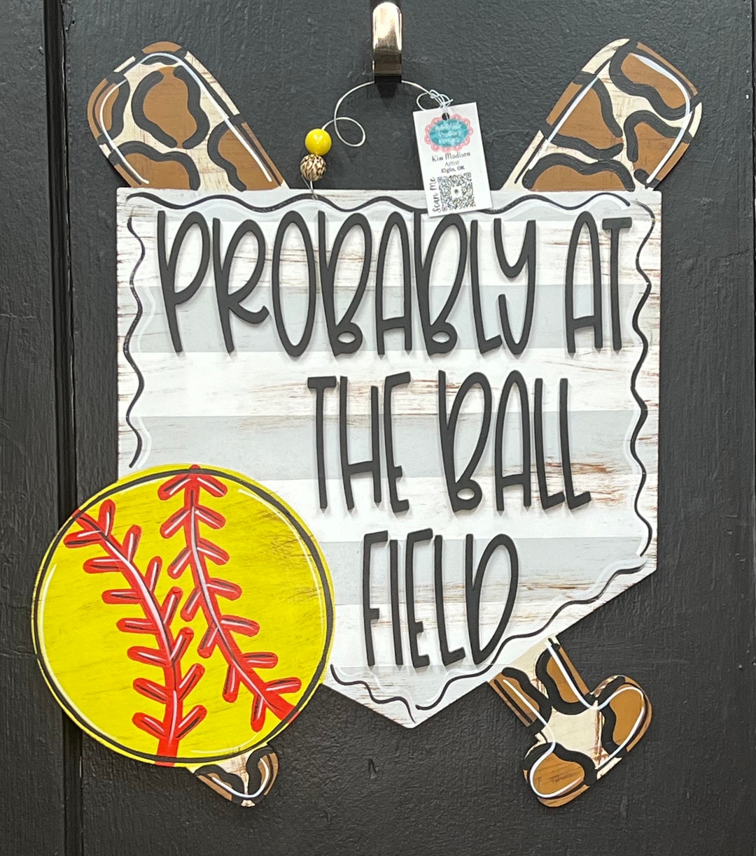 Ball Field Door Hanger, Baseball Softball Decor (20”x23") - Etsy