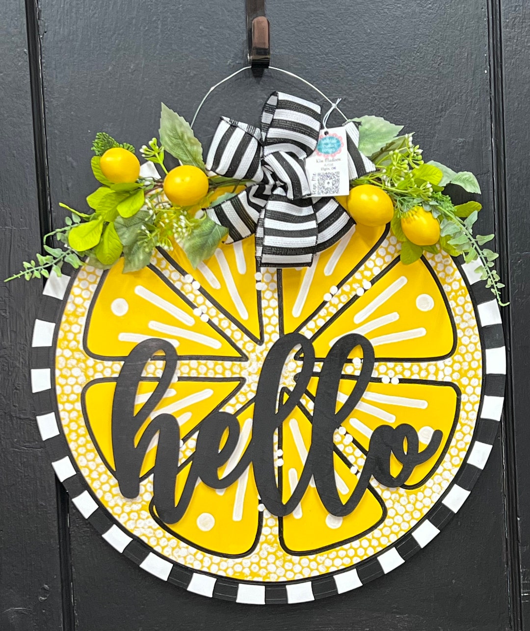 Lemon Hello 3D Door Hanger, Lemon, Door Hanger, Summer, 22” Round - Etsy