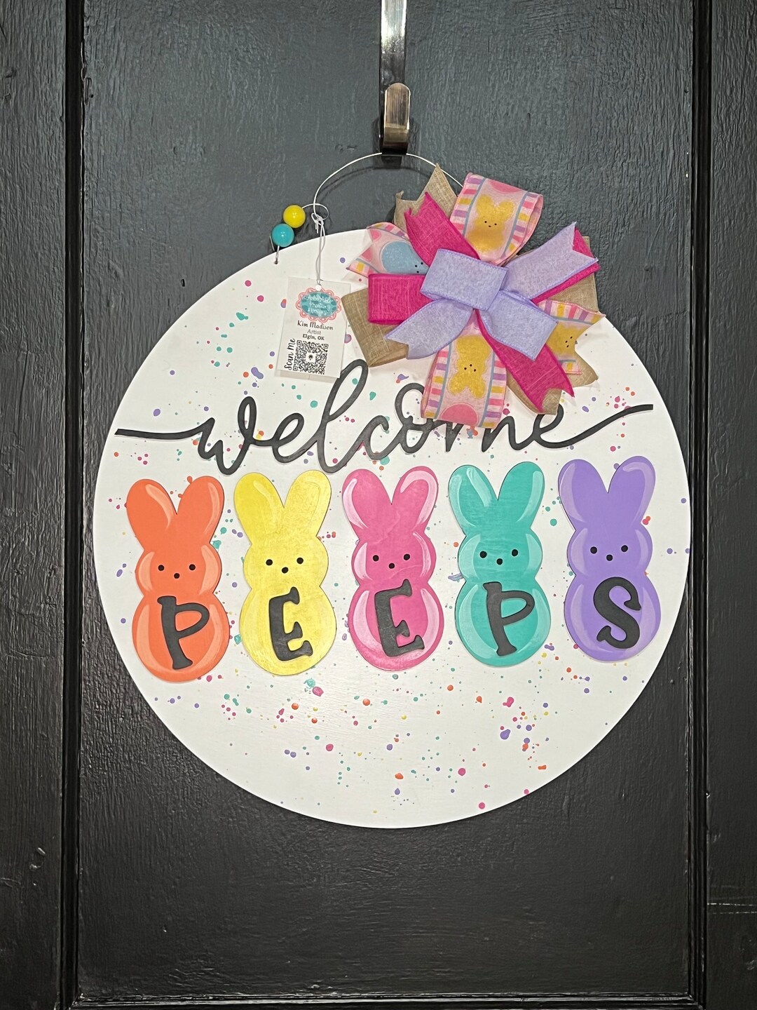 Welcome Peeps Easter Door Hanger, 3D Round Sign - Etsy