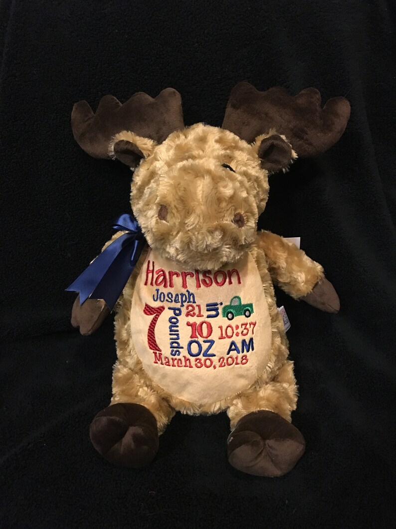 Personalized Stuffed Animal Moose Baby Announcement Plush - Etsy