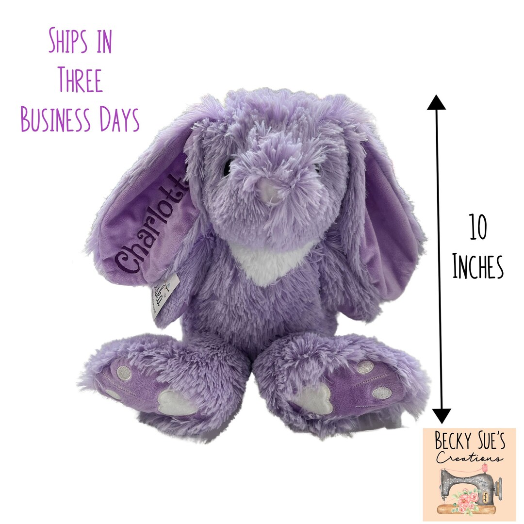10 Inch Stuffed Floppy Bunny With Embroidered Name on Ear. Great Spring ...