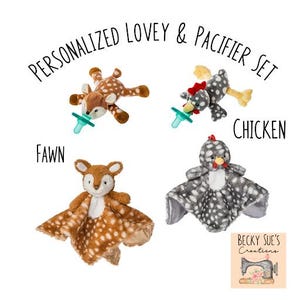 Personalized Lovey Blanket and Infant Pacifier Gift Set. Embroidered ...