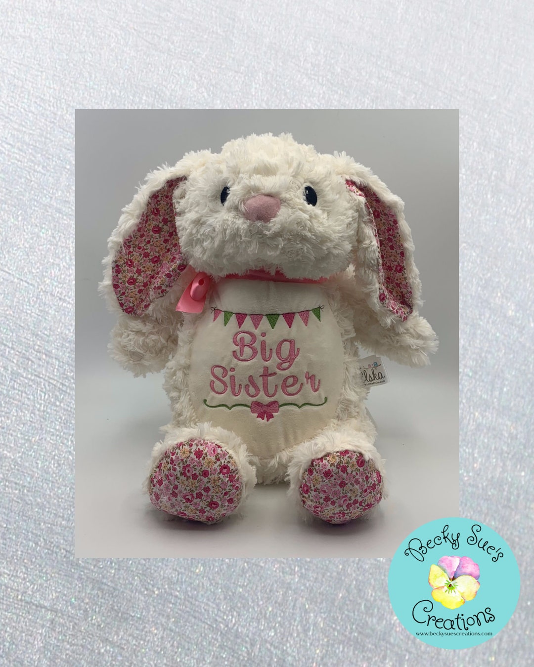 Personalized Stuffed Bunny Sibling Gift Animal. Embroidered Sweet ...