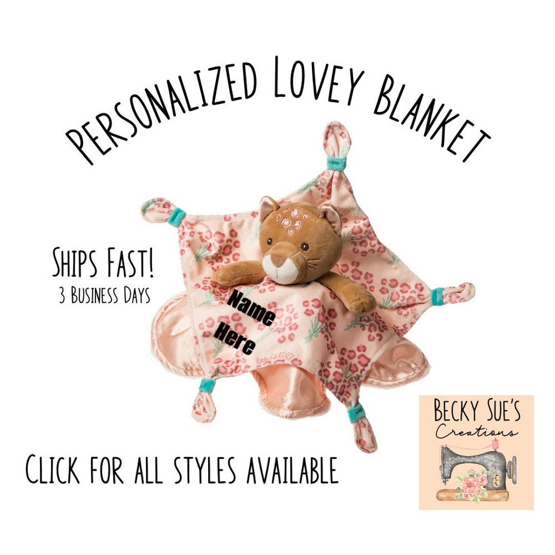 Personalized Baby Leopard Animal Lovey Blanket, Embroidered Gift Idea ...