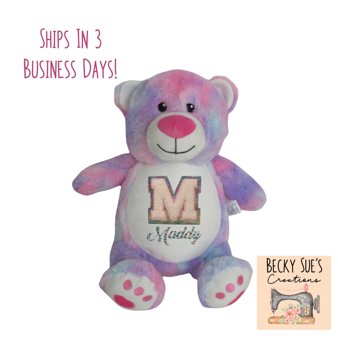 Personalized Stuffed Animal Teddy Bear, Embroidered Large Letter With ...