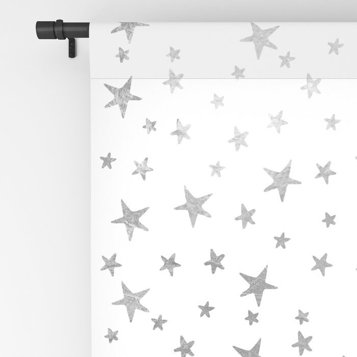 Window Curtains Mini Stars Silver on White 50 x | Etsy