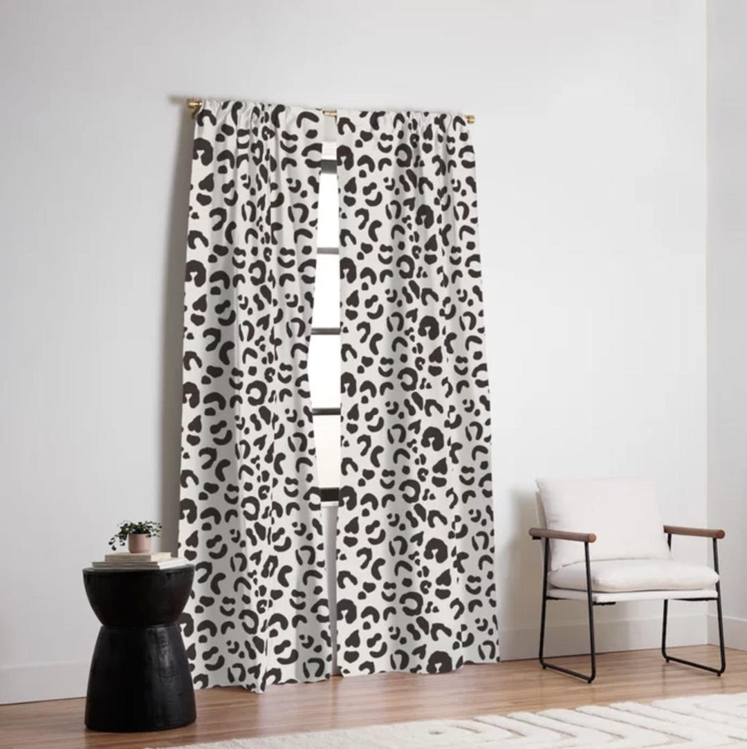 Blackout Window Curtains, Leopard Print, Chocolate Brown Cream, Animal ...