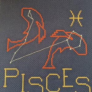 Simple and Modern Pisces Cross-stitch Pattern - Zodiac Astrology Craft ...