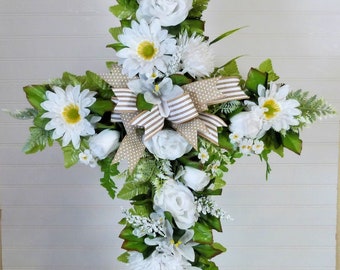 Easter Cemetery Cross, Easter Grave Cross, Cemetery Cross With Flowers ...