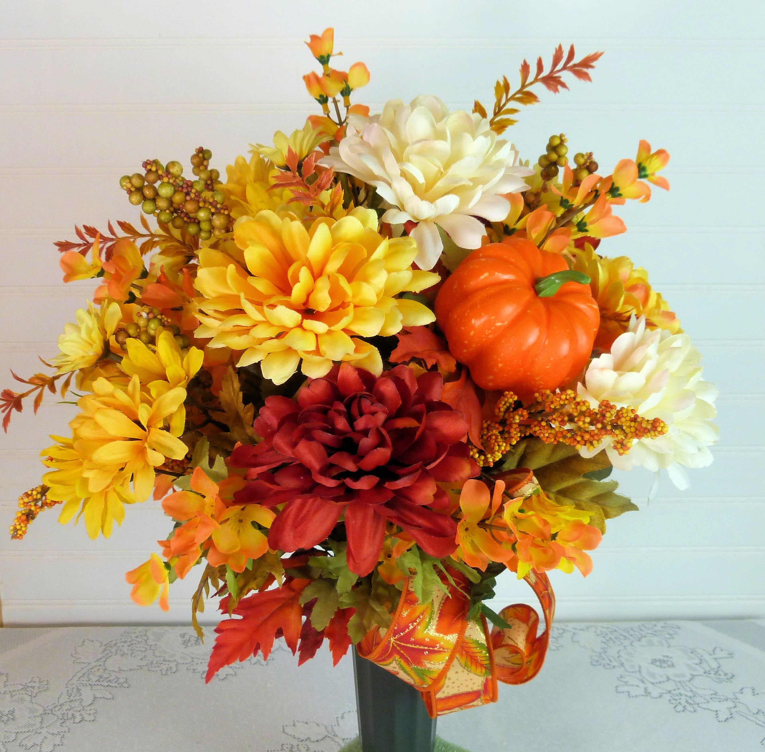 Fall Cemetery Arrangement Fall Cemetery Vase With Mums - Etsy