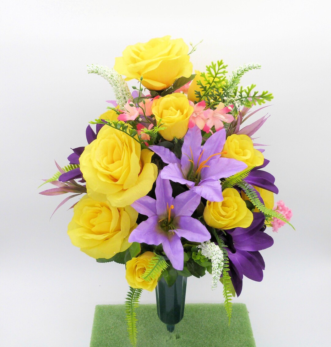 Spring Cemetery Vase, Easter Cemetery Arrangement With Lilies, Easter ...