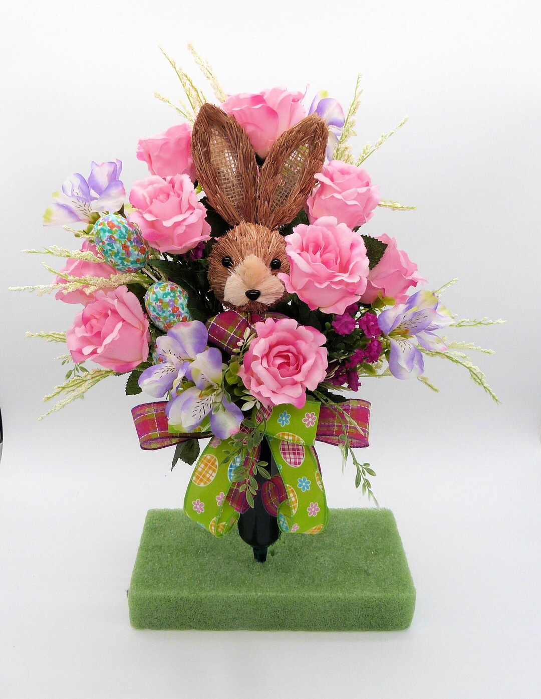 Easter Grave Flowers, Easter Cemetery Arrangement, Pink Cemetery ...
