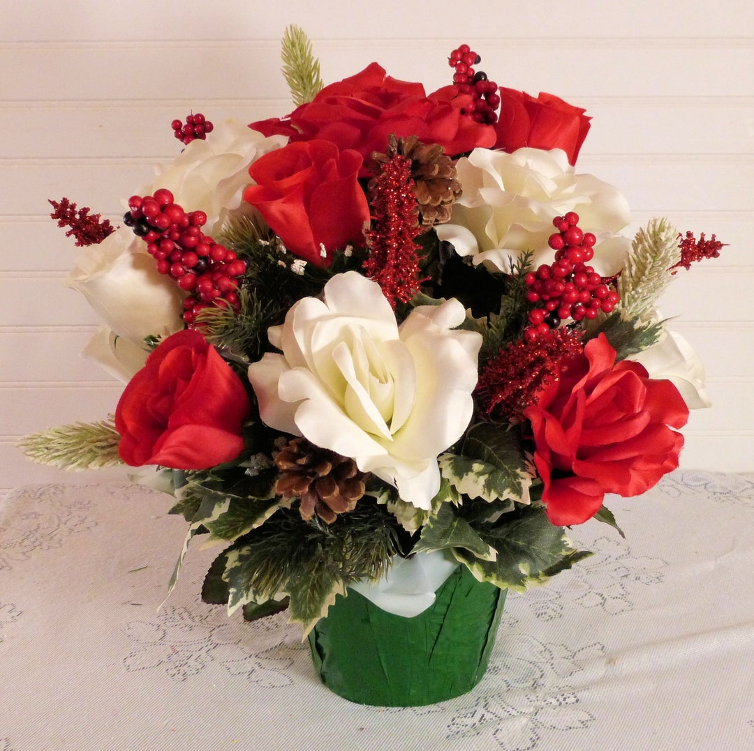 Christmas Cemetery Flower Pot, Cemetery Flowers Weighted Pot, Christmas ...