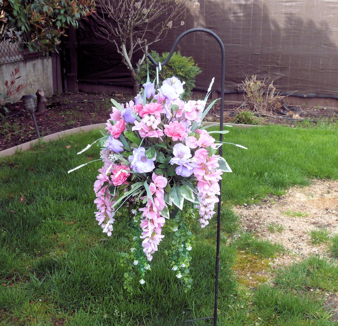 Spring Cemetery Hanging Basket, Large Cemetery Hanging Basket, Pink ...