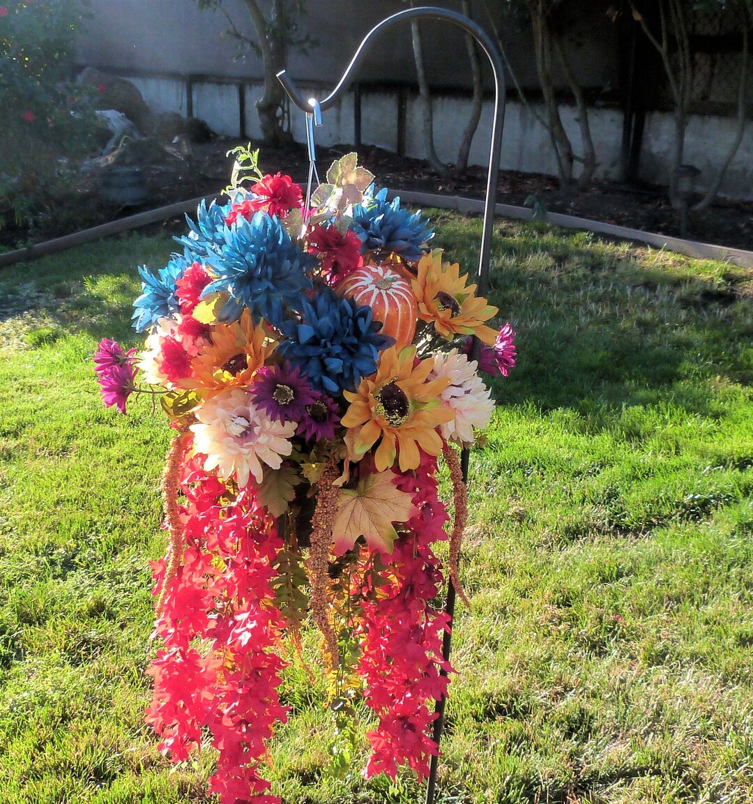 Fall Grave Hanging Basket With Wisteria, Fall Cemetery Hanging Basket ...