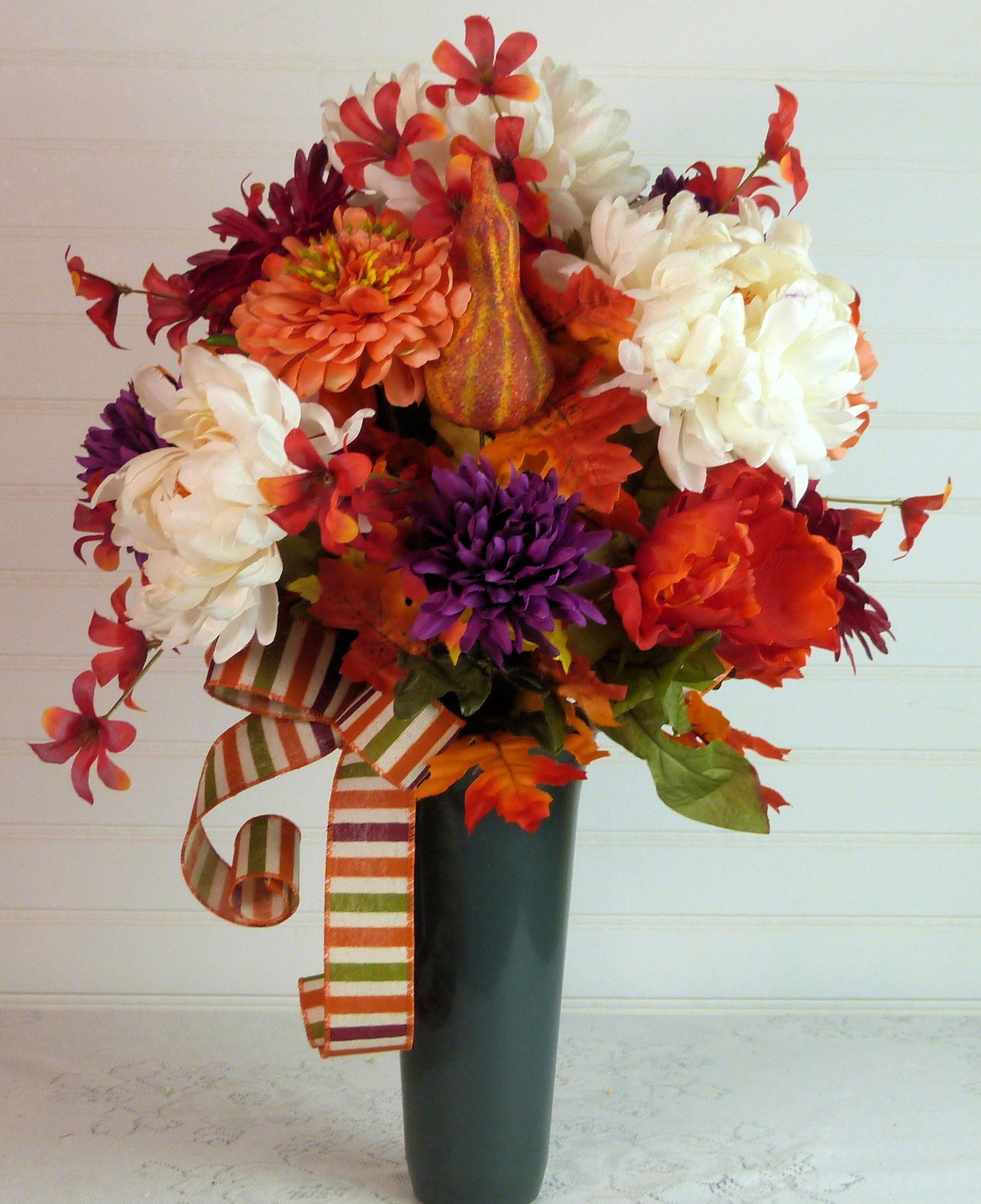 Fall Cemetery Arrangement Fall Cemetery Vase with Large Mums | Etsy