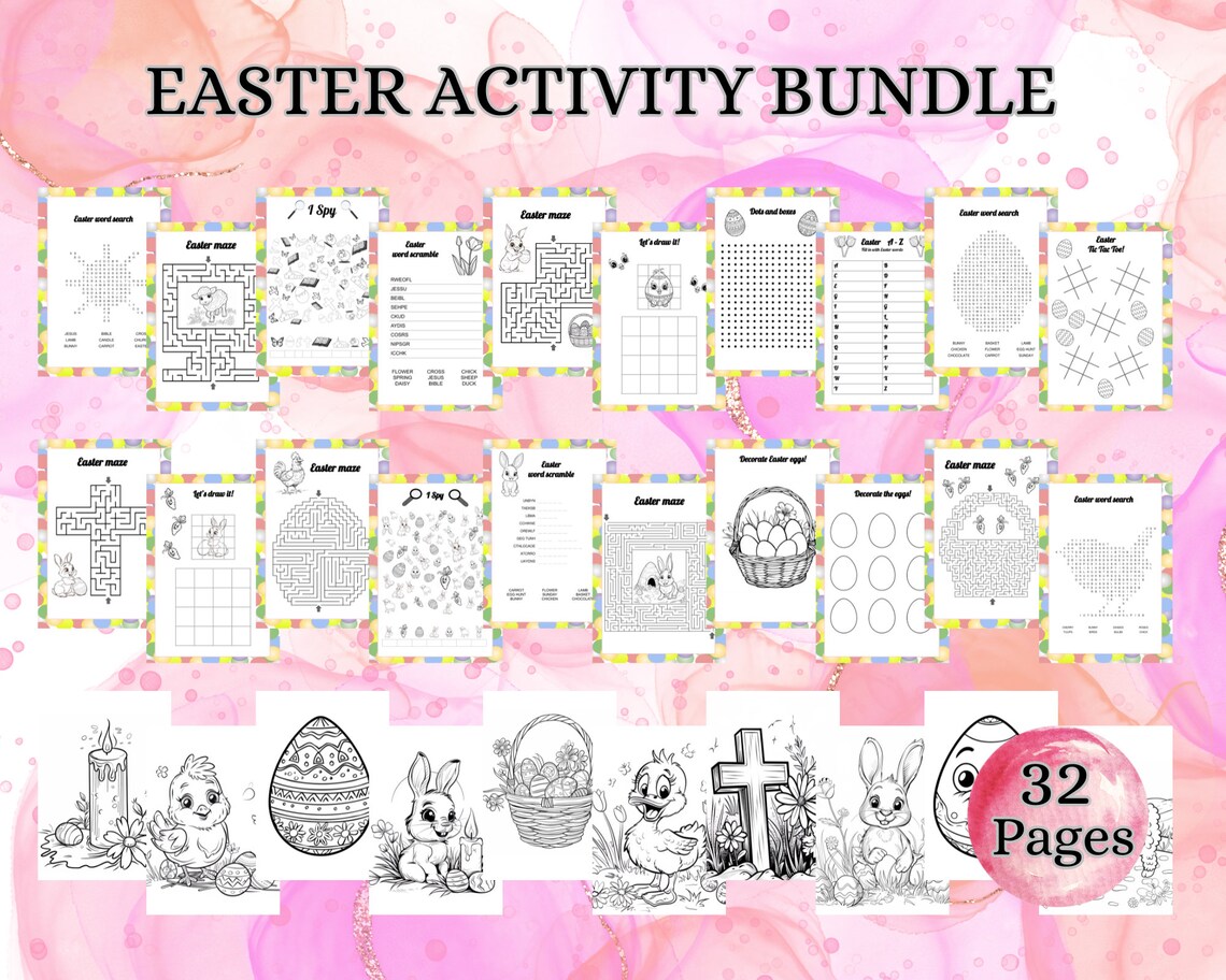 Easter Kids Activity Bundle Printable Sheets Pages for Children Party ...