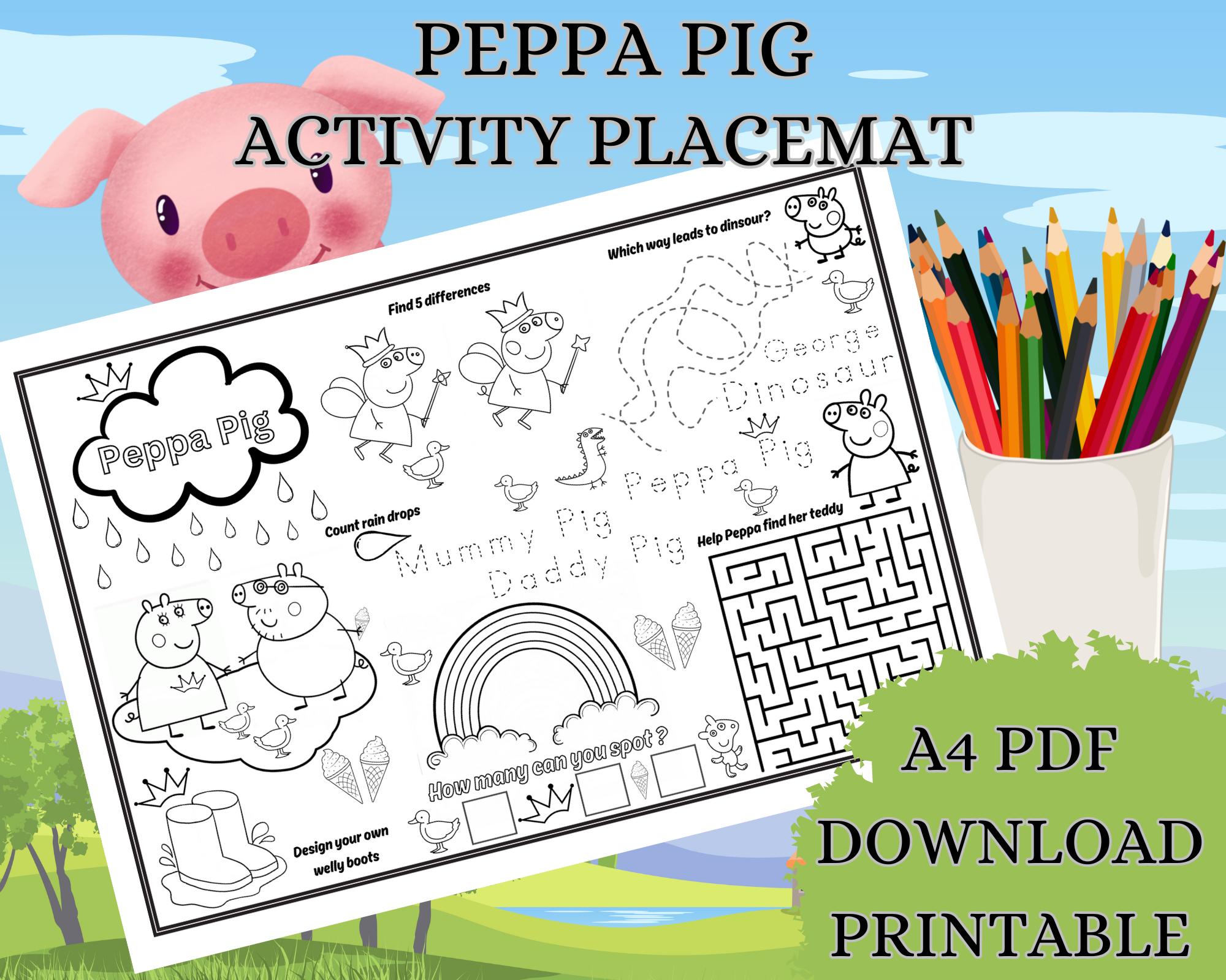 Peppa Pig Kids Activity Placemat Printable Sheet Worksheet Page ...