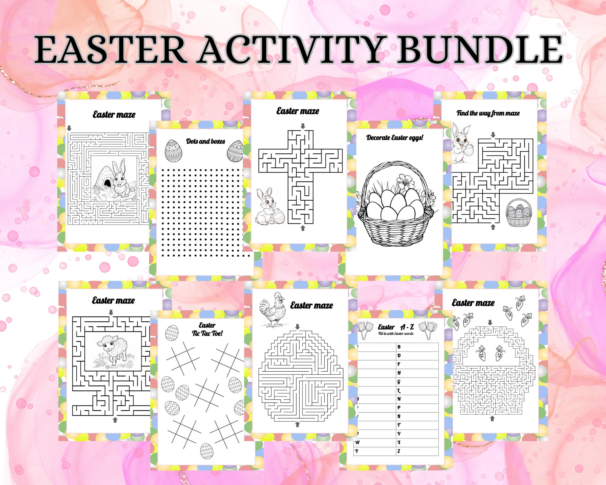 Easter Kids Activity Bundle Printable Sheets Pages for Children Party ...