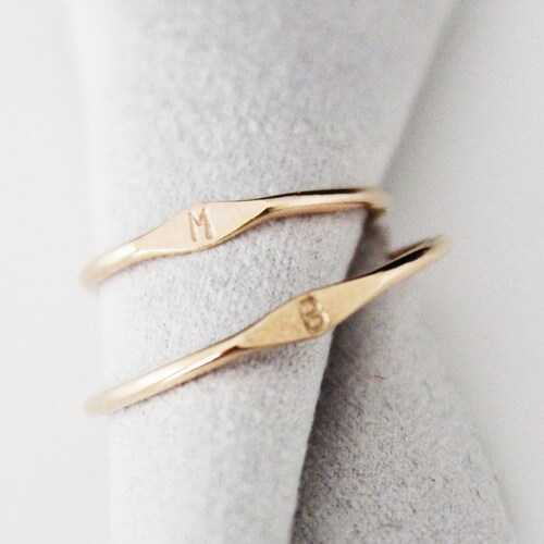 Initial Ring. Gold Monogram Stacking Ring. Personalized - Etsy