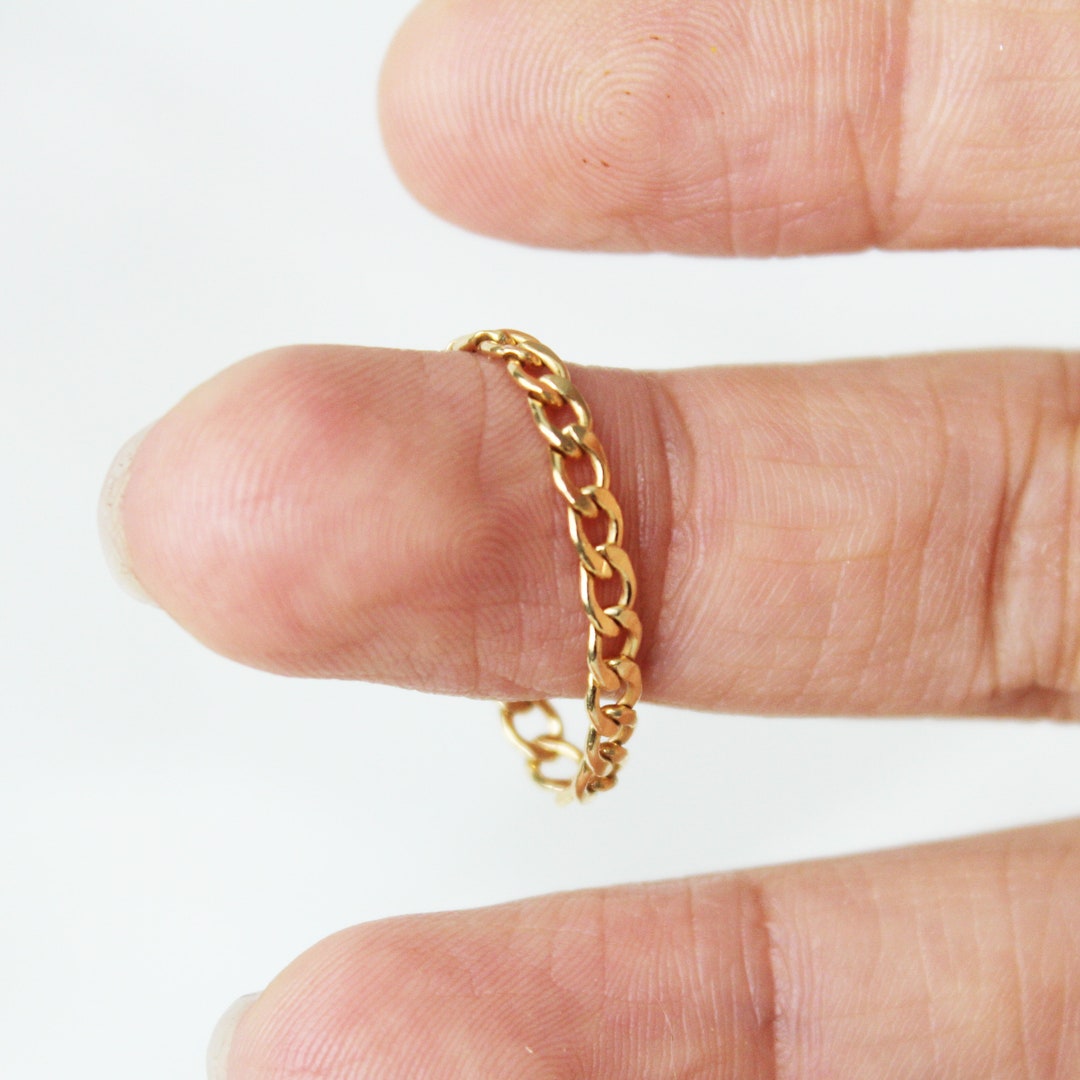 Curb Chain Ring, Gold Chain Ring, Gold Filled Ring, Gold Stacking Ring ...