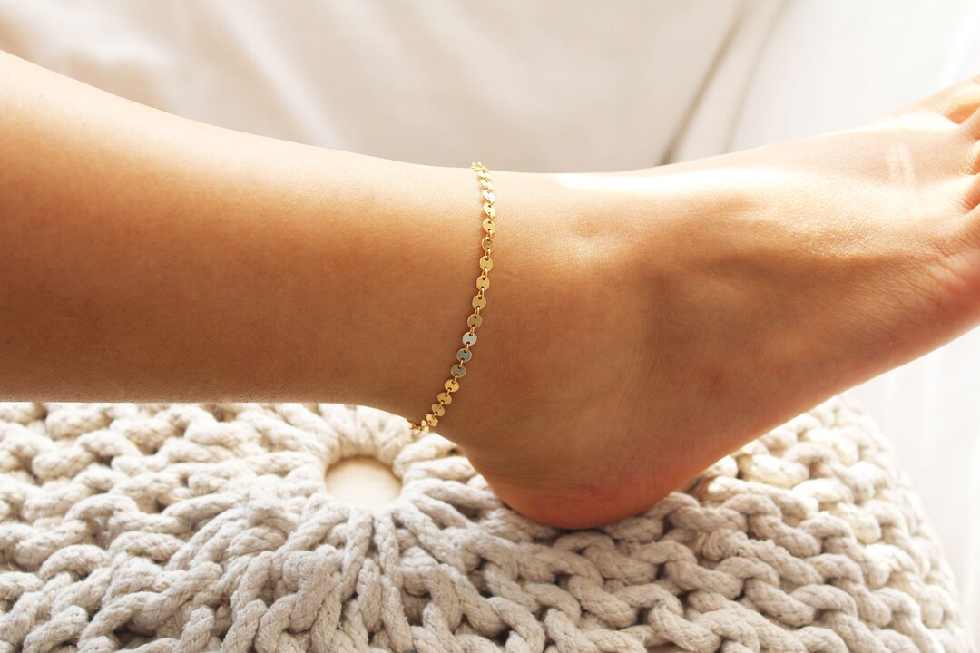 Gold Coin Anklet, Gold Bead Anklet, Gold Boho Anklet, Gold Filled ...