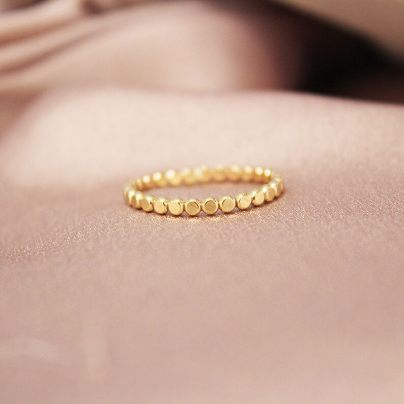 Facet Ball Ring Thin Flat Bead Ring Gold Stacking Ring | Etsy