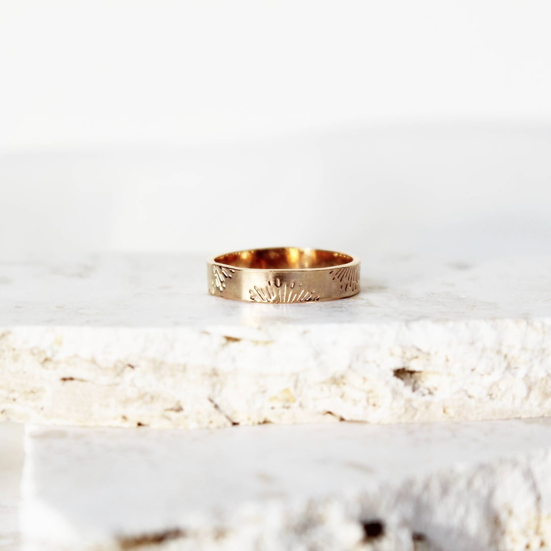 Symbolic Sunburst Ring Band, 14k Gold Filled Sunrise Ring, Sun Gold ...