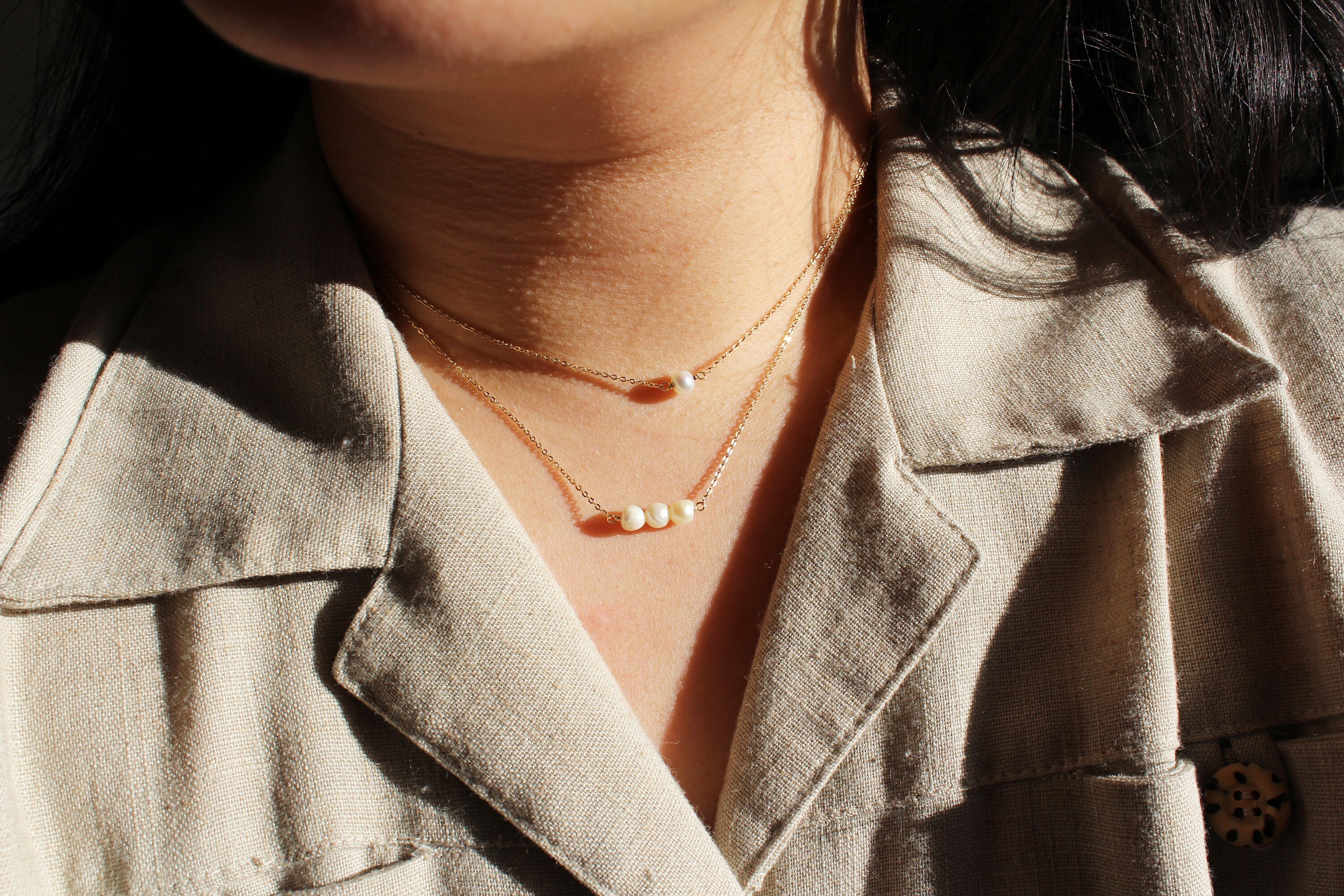 Dainty Pearl Necklace Floating Pearl Necklace Tiny Pearl | Etsy