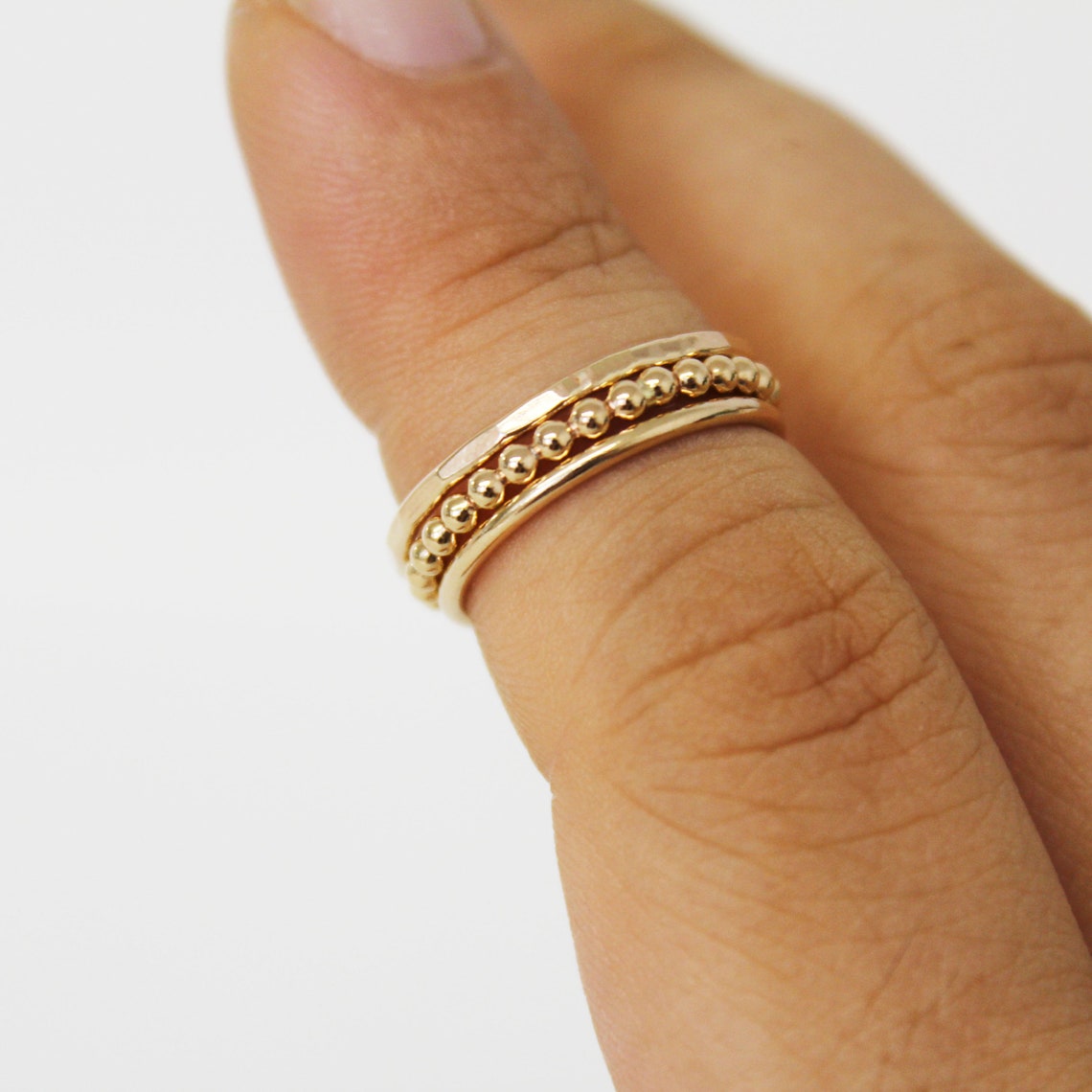 Dainty Ring Set 14k Gold Stacking Rings 3 Gold Ring Set - Etsy