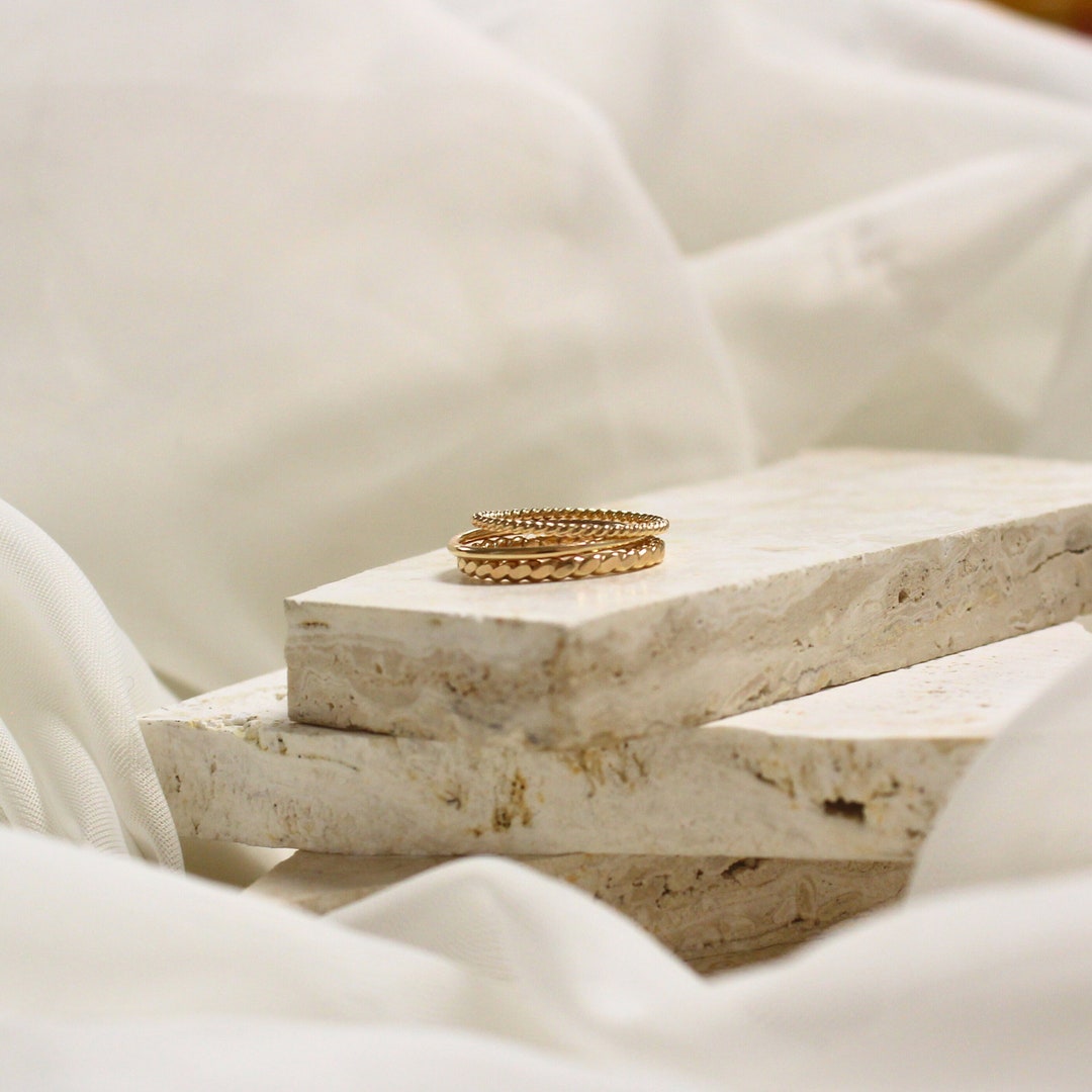Dainty Ring Set, Small Gold Ring, Tiny Stackable Ring, Gold Filled Ring ...