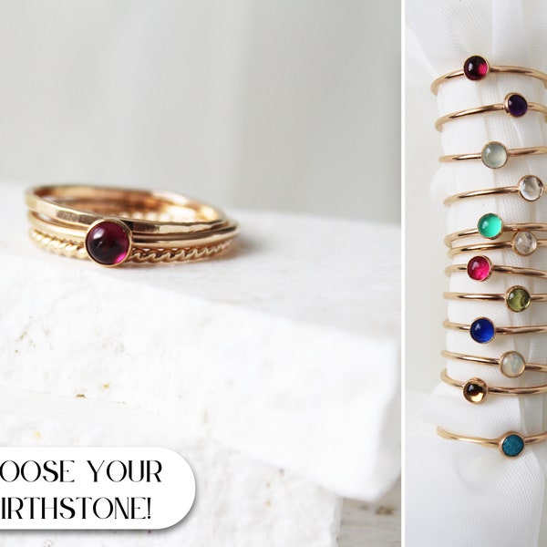Gemstone Stacking Rings - Etsy