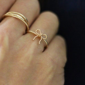 Bow Ring, Bow Tie Ring, Ribbon Ring. Gold Bowtie Ring, Friendship Ring, Dainty Bow Ring, Twist ...