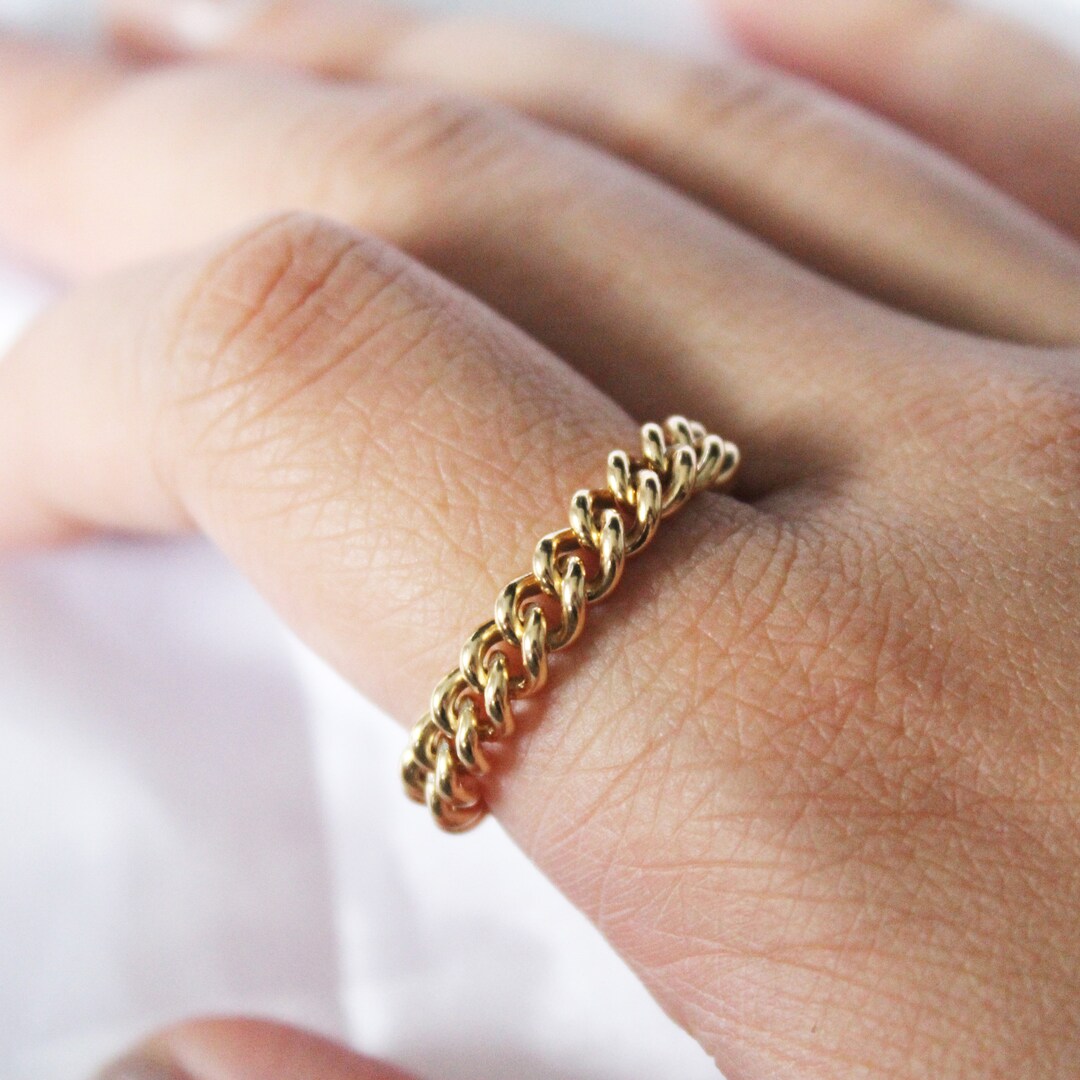 Curb Chain Ring - Gold Chain Ring - Gold Filled Ring - Gold Stacking ...