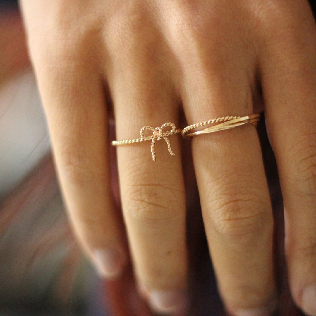 Bow Ring, Bow Tie Ring, Ribbon Ring. Gold Bowtie Ring, Friendship Ring, Dainty Bow Ring, Twist ...