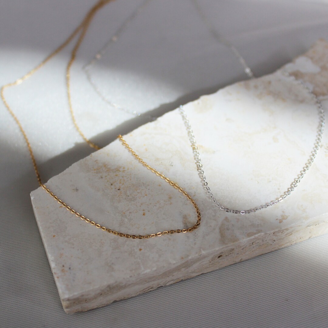 Shimmering Whisper Chain, Ultra Tiny Necklace, 14k Gold Filled or ...