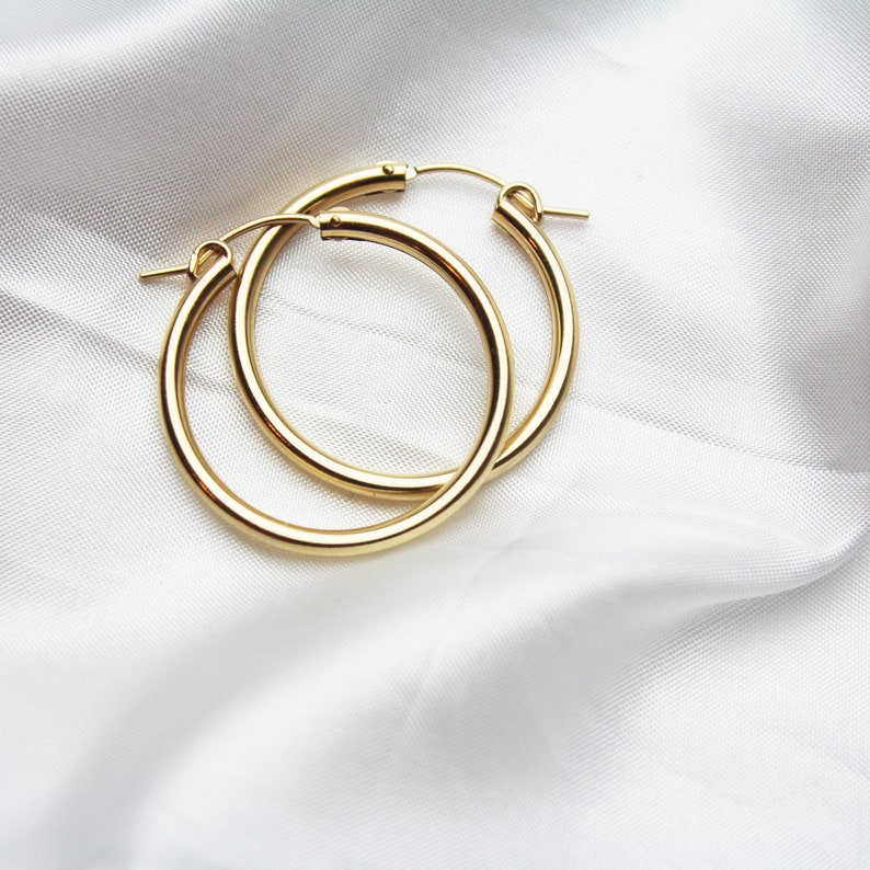 Large Gold Hoops Thick Gold Hoops Gold Hoop Earrings 14K - Etsy