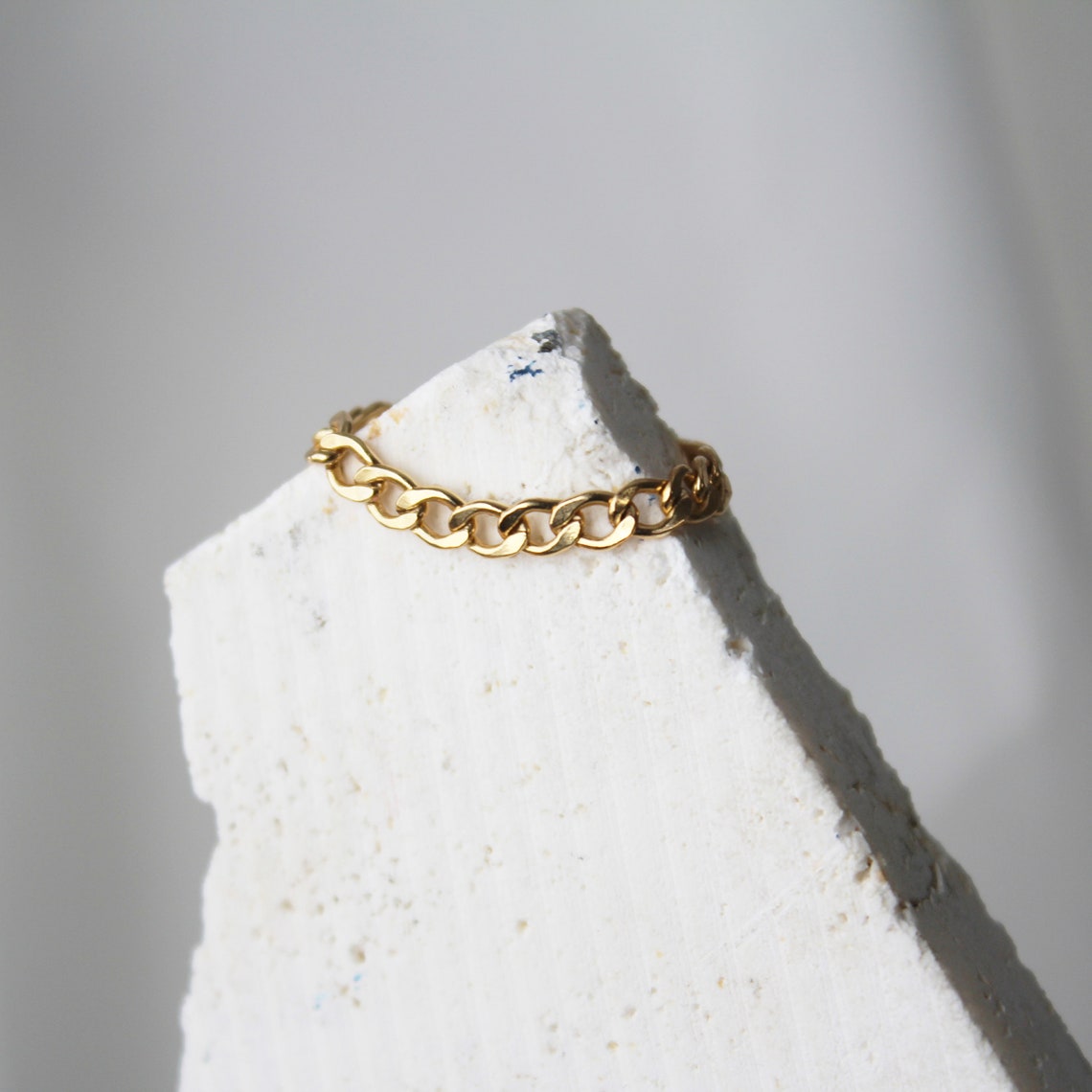 Curb Chain Ring Gold Chain Ring Gold Filled Ring Gold | Etsy