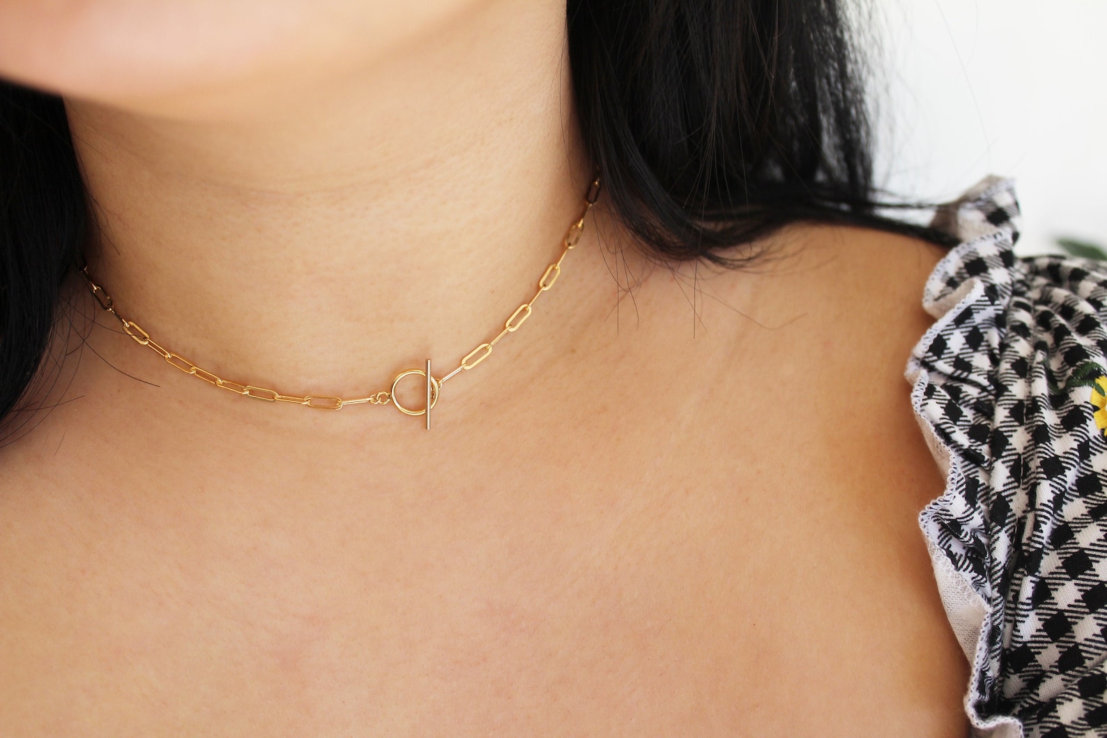 Gold Toggle Choker Gold Chain Choker Toggle Pendant Choker - Etsy