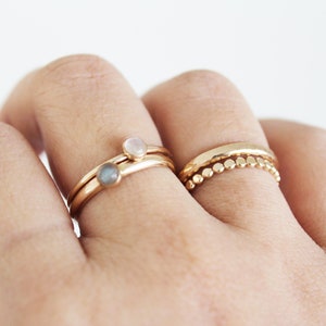 Facet Ball Ring Thin Flat Bead Ring Gold Stacking Ring - Etsy