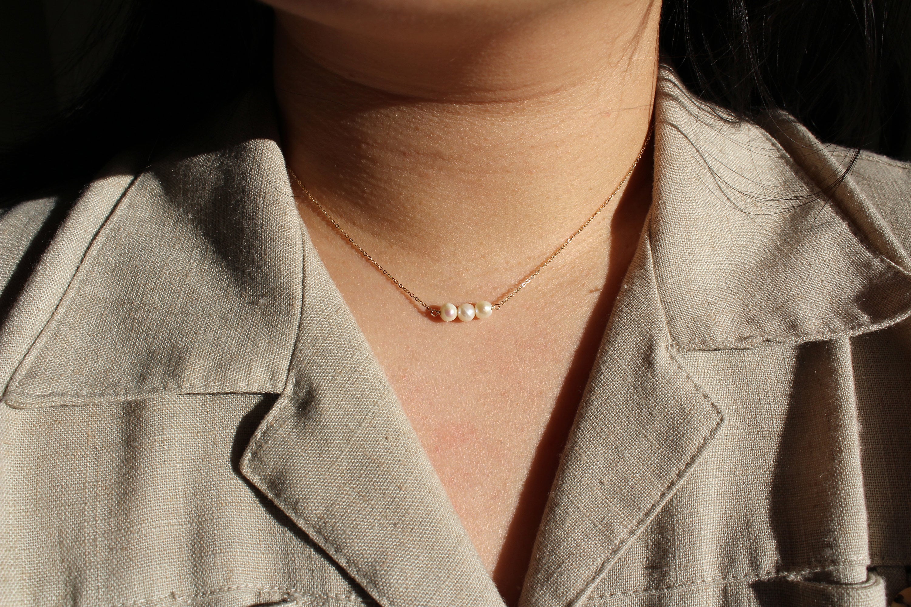 Dainty Pearl Necklace Floating Pearl Necklace Tiny Pearl | Etsy