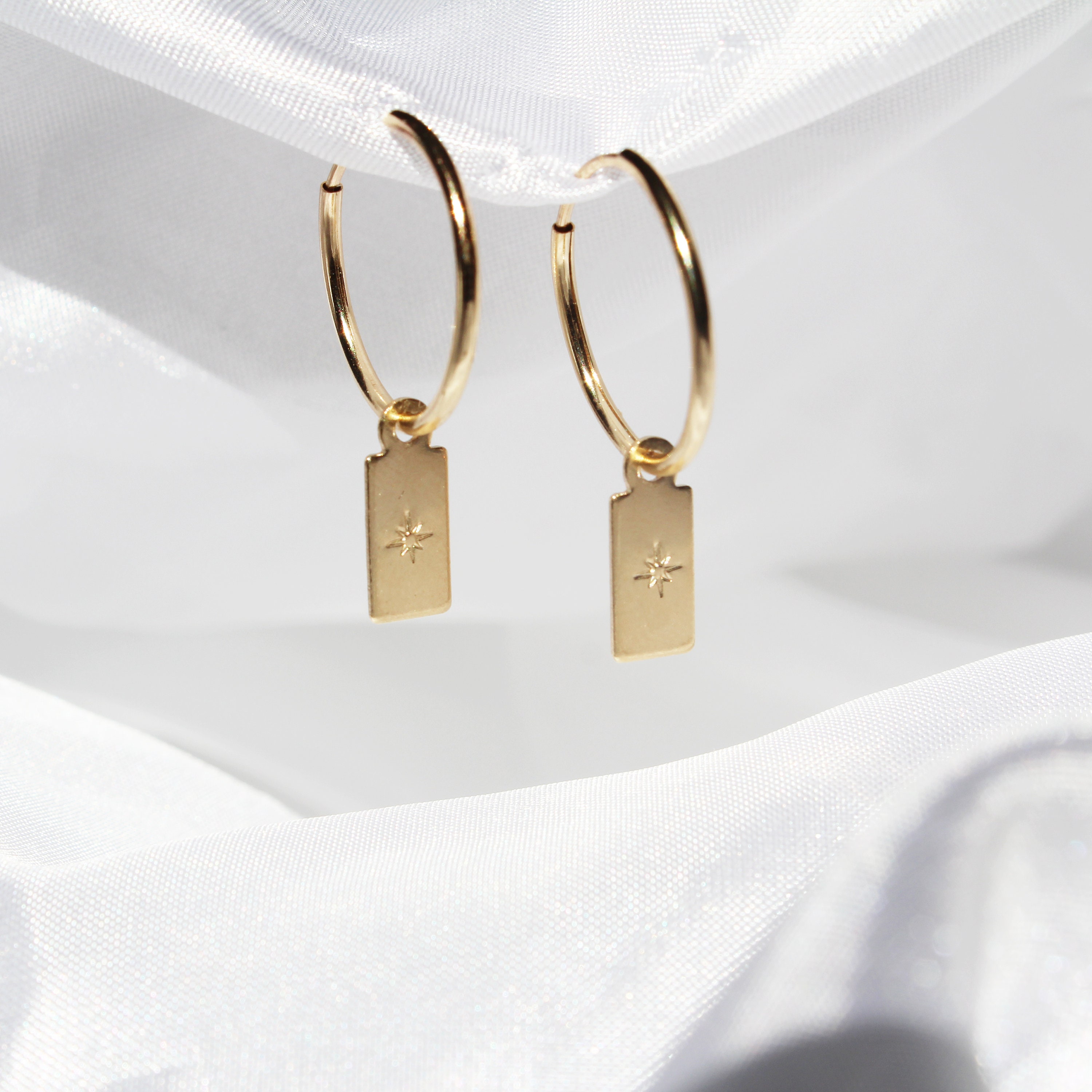 Gold Tag Earrings Gold Star Earrings Tag Drop Earrings Gold - Etsy
