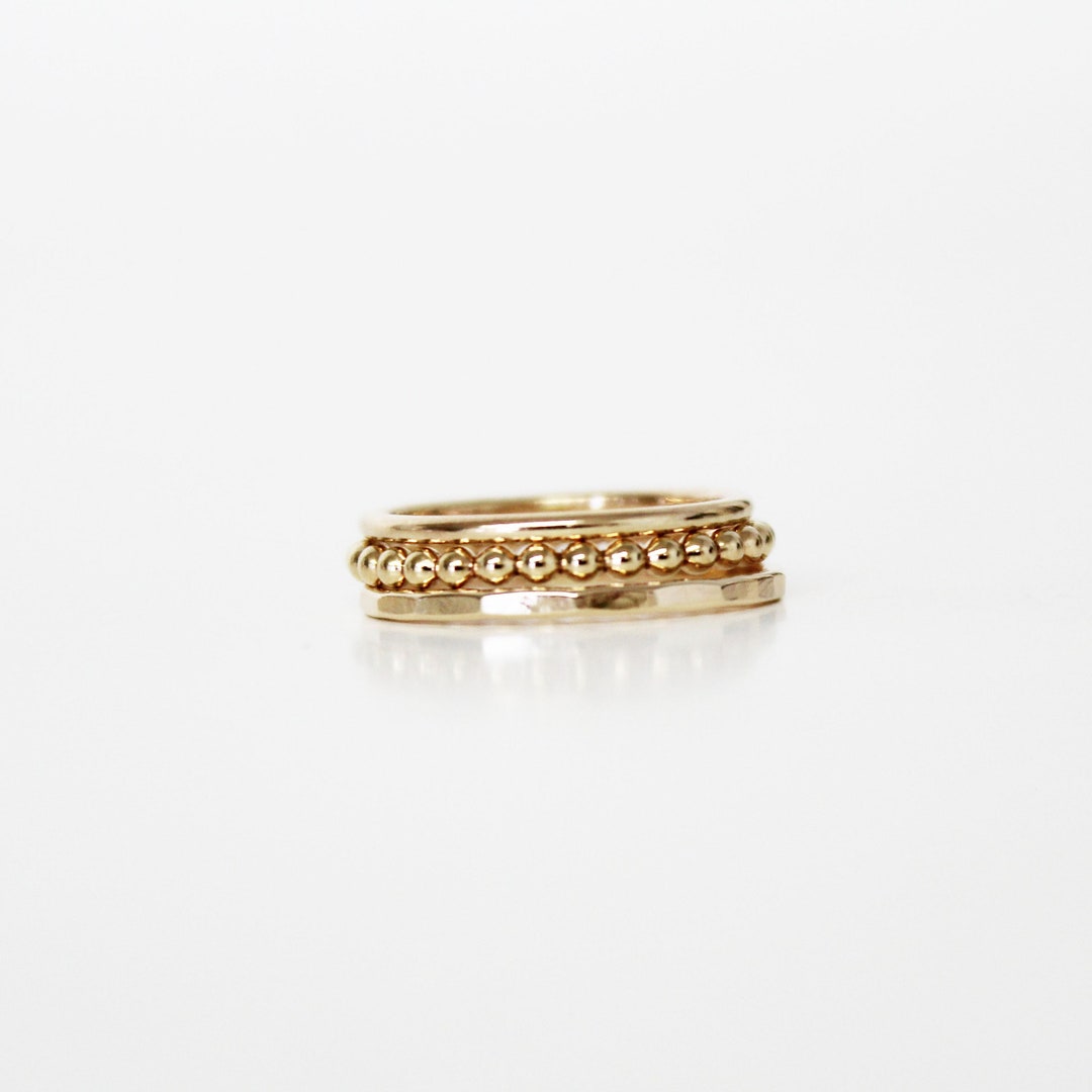 Dainty Ring Set, 14k Gold Stacking Rings, 3 Gold Ring Set, Gold Filled ...