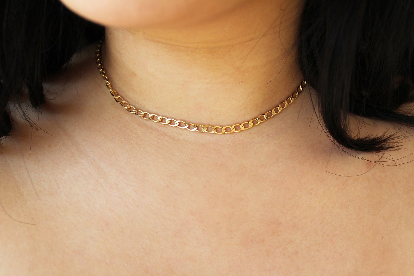 Gold Filled Curb Chain Necklace - Curb Chain Necklace - Thick Chain ...