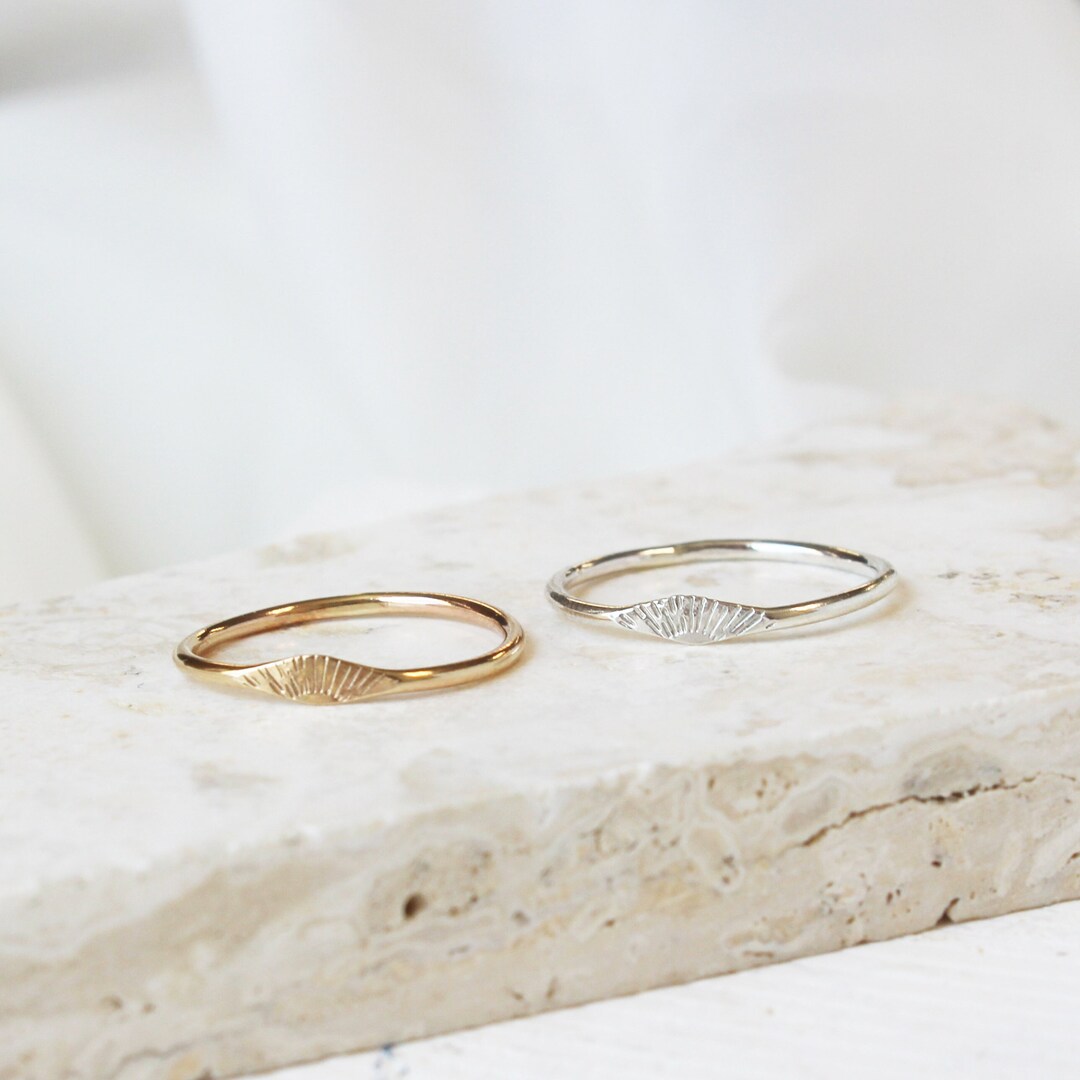 Sun Signet Ring, Rising Sun Ring, Gold Ring, Sunburst Ring, 14k Gold ...