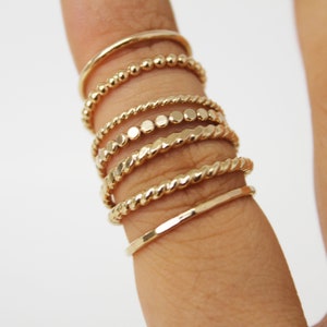 14k Gold Filled Ring, Gold Stackable Rings, Dainty Gold Ring Set, 14k ...