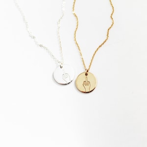 Middle Finger Necklace, Hand Gesture Necklace, 14k Gold Filled Necklace ...