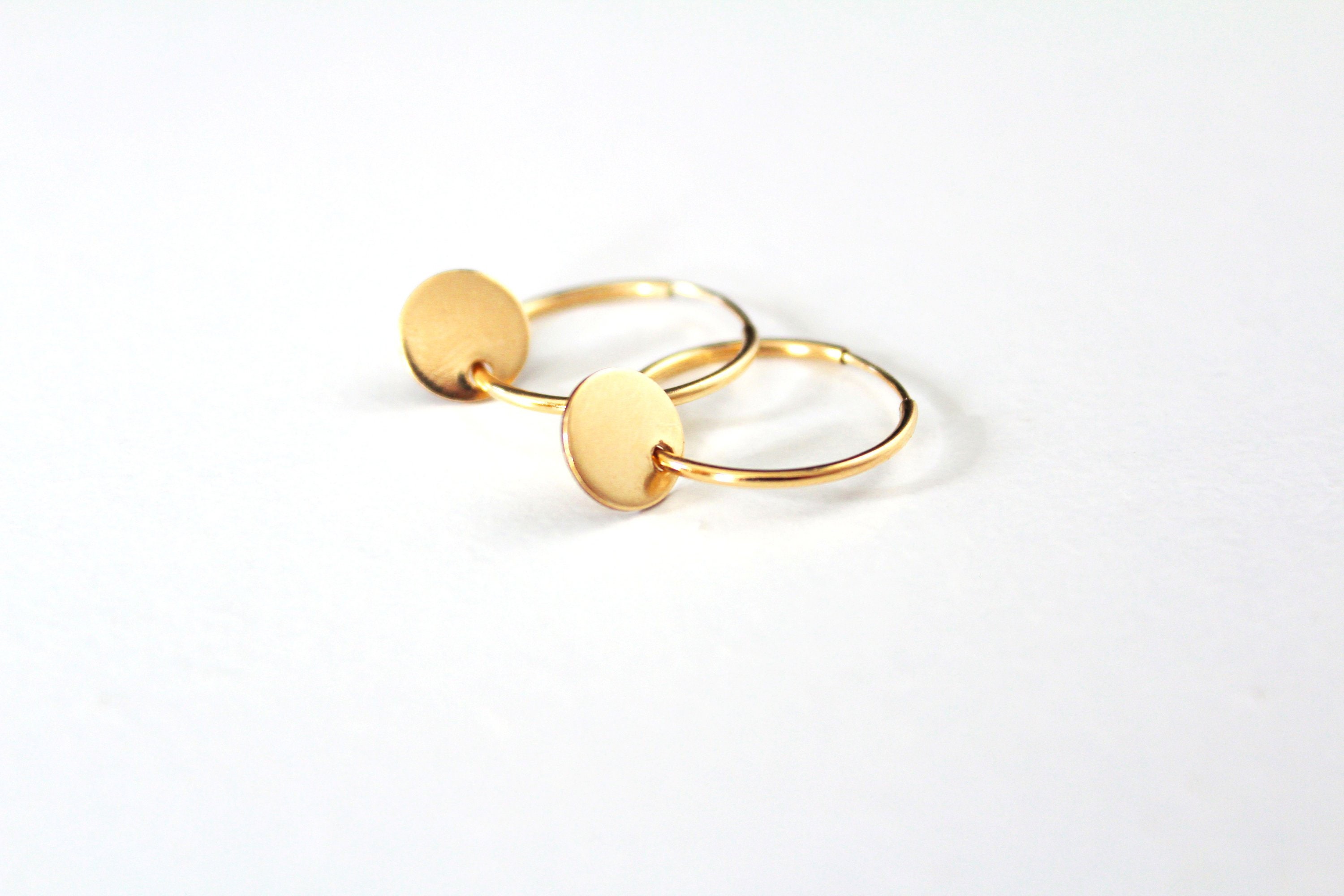 Gold Coin Hoop Earrings Gold Filled Earrings Gold Hoops - Etsy