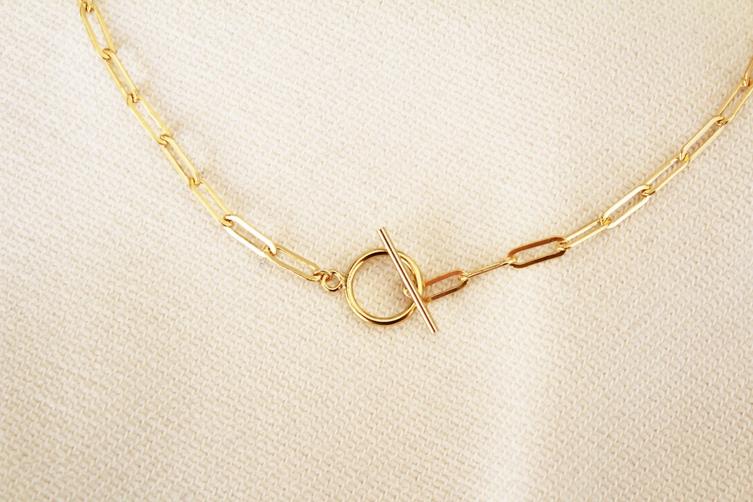 Gold Toggle Choker - Gold Chain Choker - Toggle Pendant Choker ...