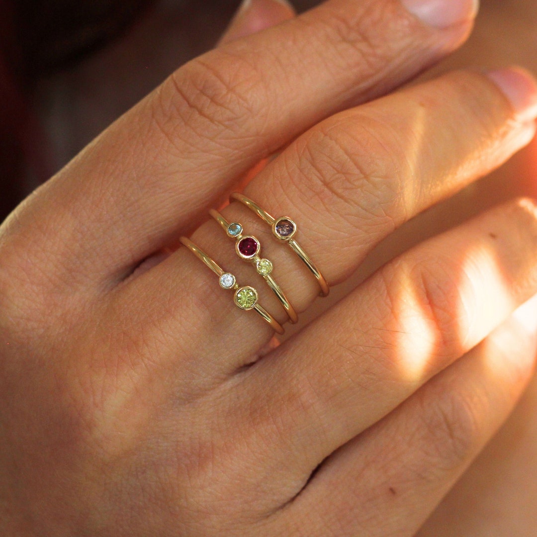 Mother Birthstone Ring, Dainty Birthstone Ring, Custom Birth Ring ...
